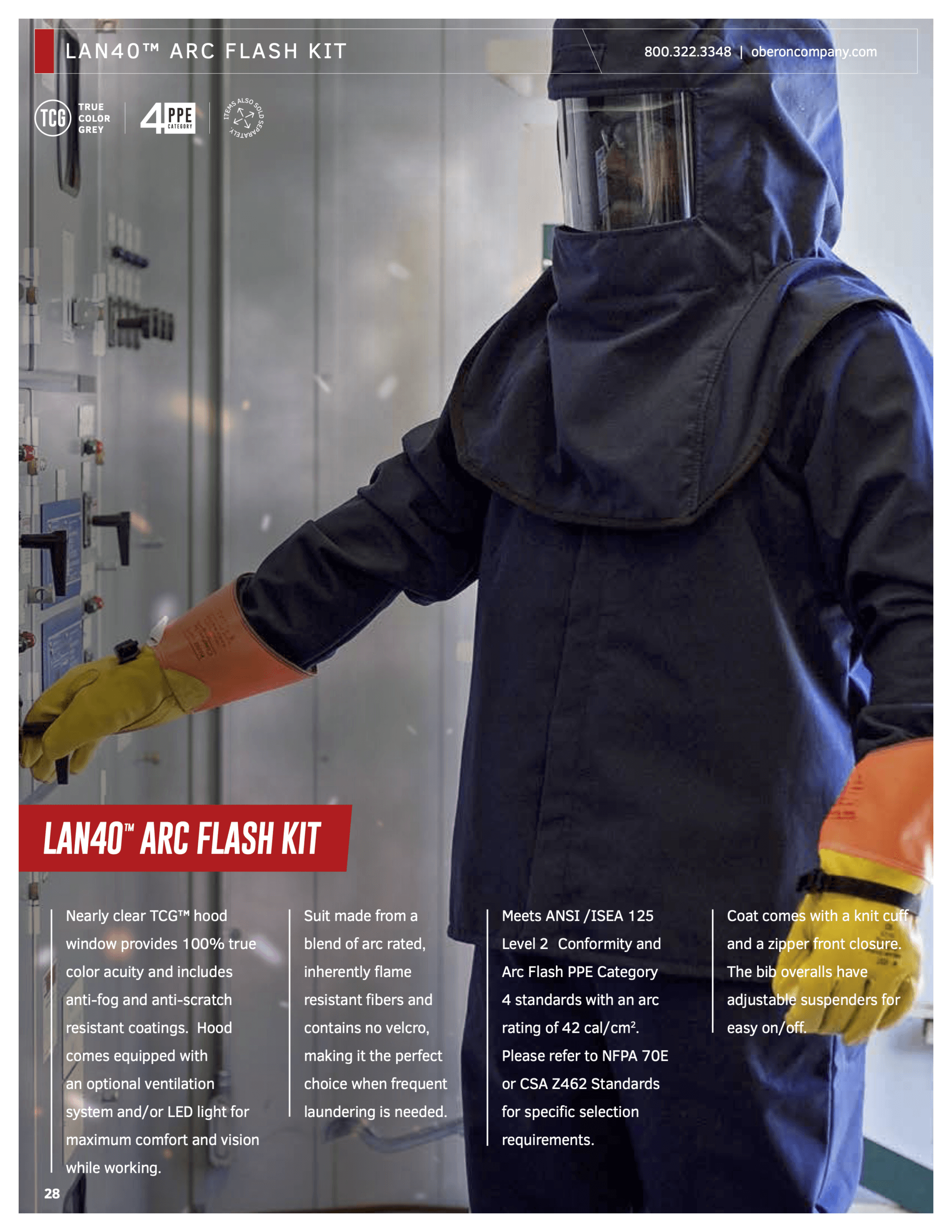 40 Cal LAN Arc Flash Coat and Bib Kit