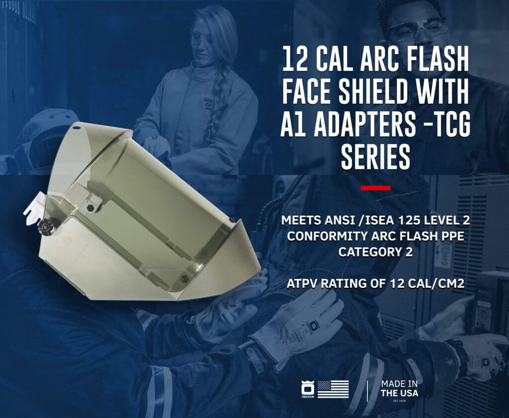 12 Cal TCG™ Arc Flash Face Shields with Adapters - Oberon Company