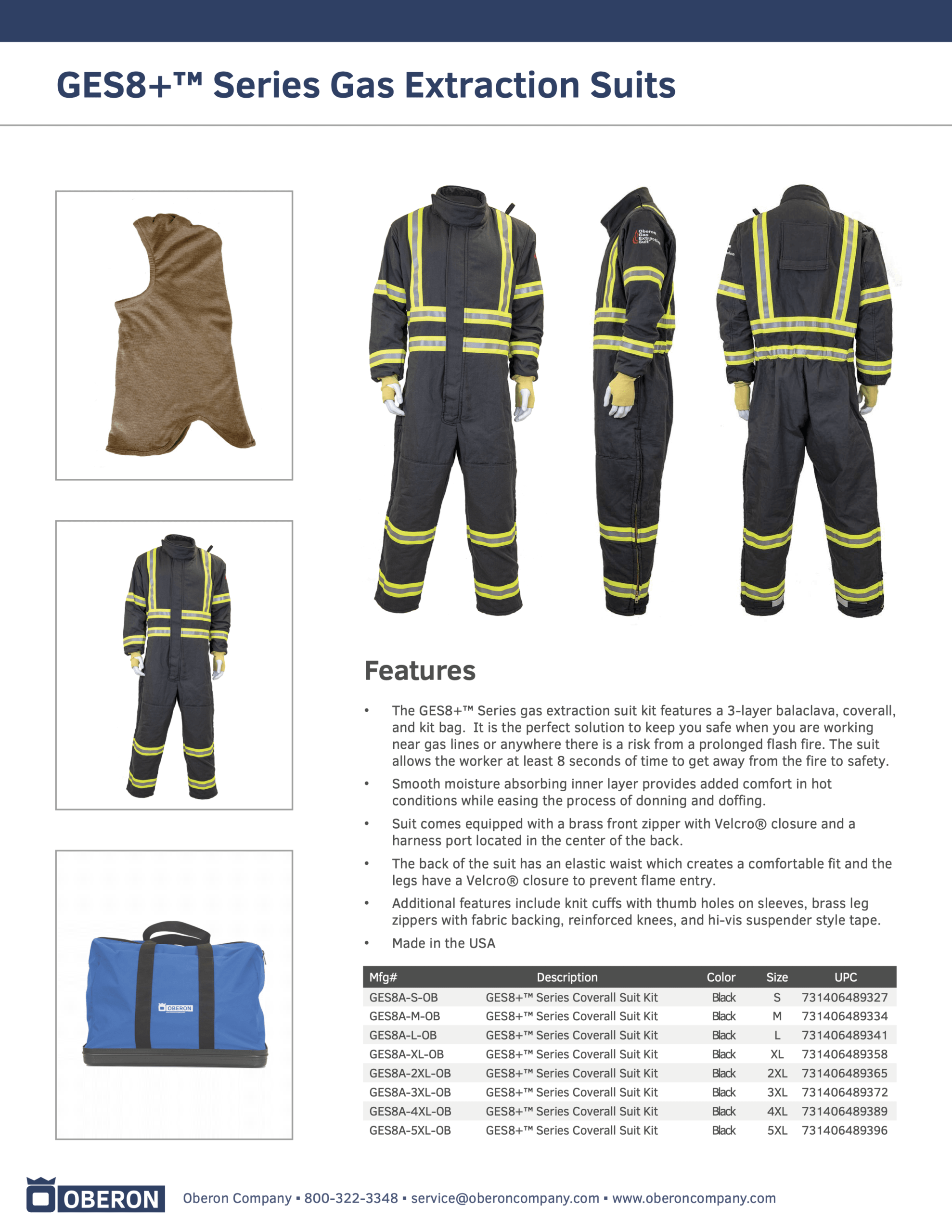 8 Second GES8+™ Gas Extraction Suit Kit - Oberon Company