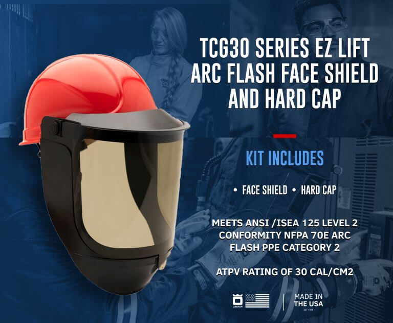 30 Cal TCG™ EZ Lift Arc Flash Face Shield and A5 Oberon Hard Cap ...